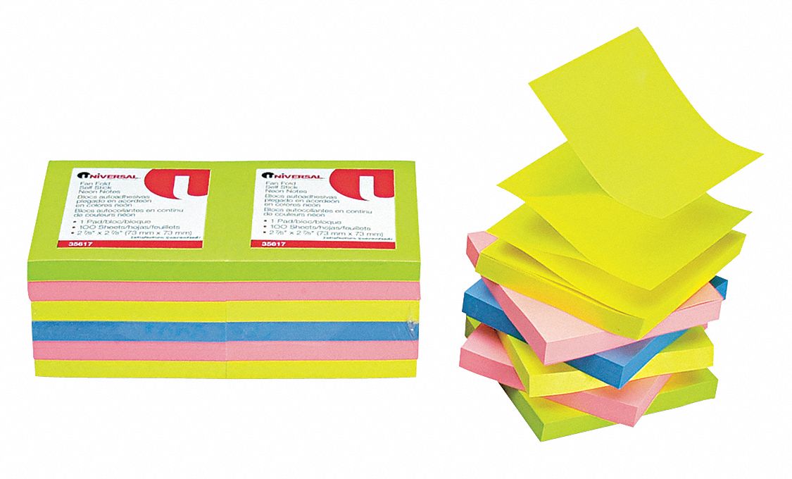 UNIVERSAL ONE, Assorted Bright, Std, Sticky Notes - 6PDT0|UNV35617 ...