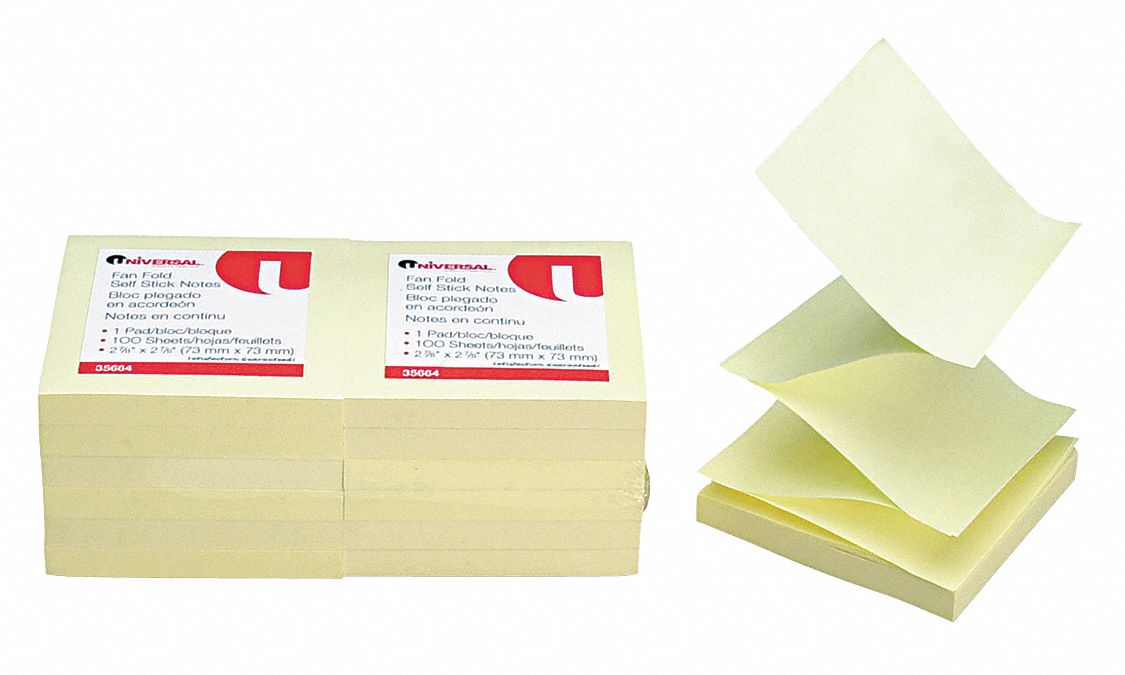 Universal One Yellow Std Sticky Note Refills 6pdt2 Unv35664 Grainger