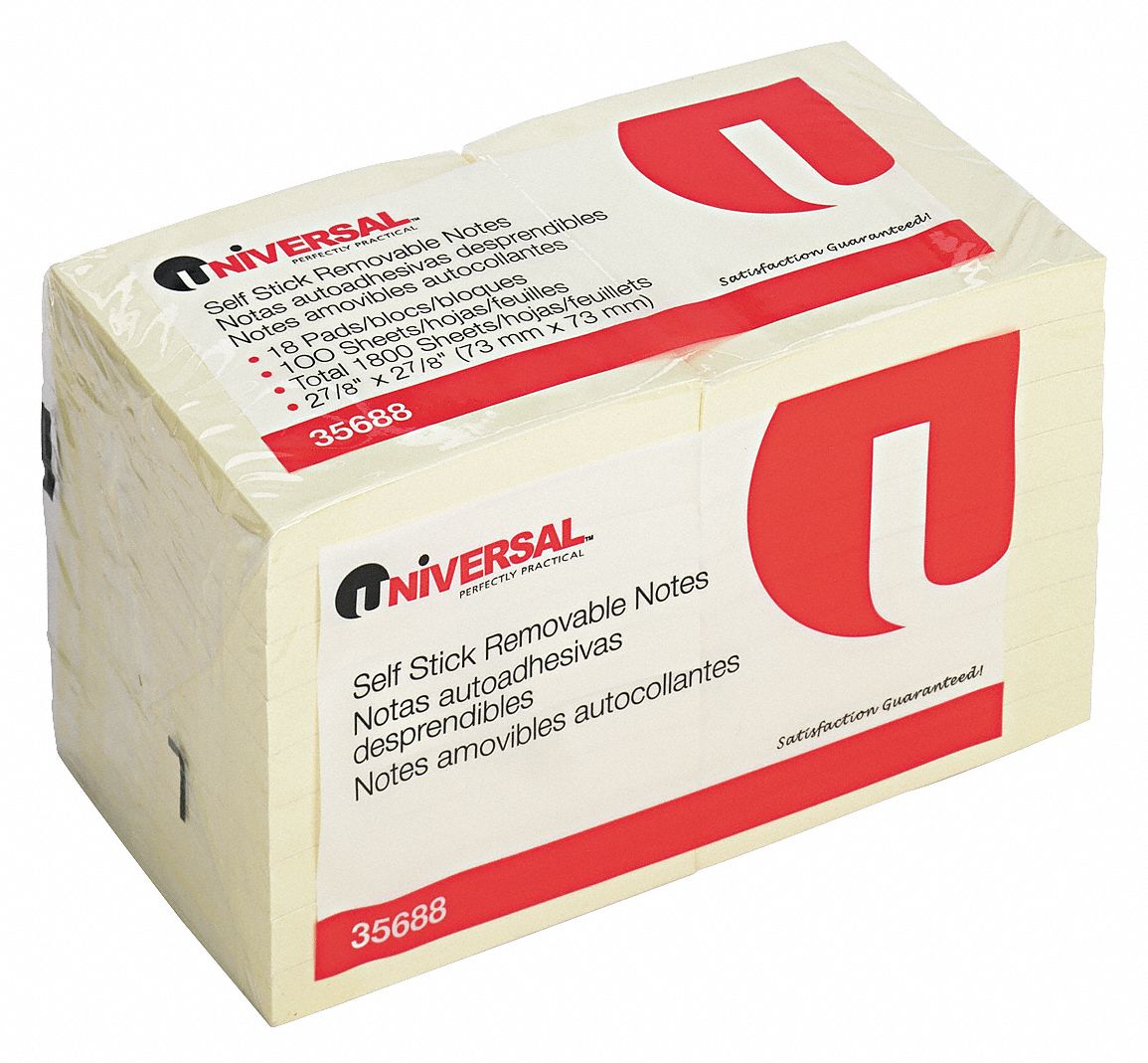 Self-Stick Notes, 3 in x 3 in, PK 18 - Grainger