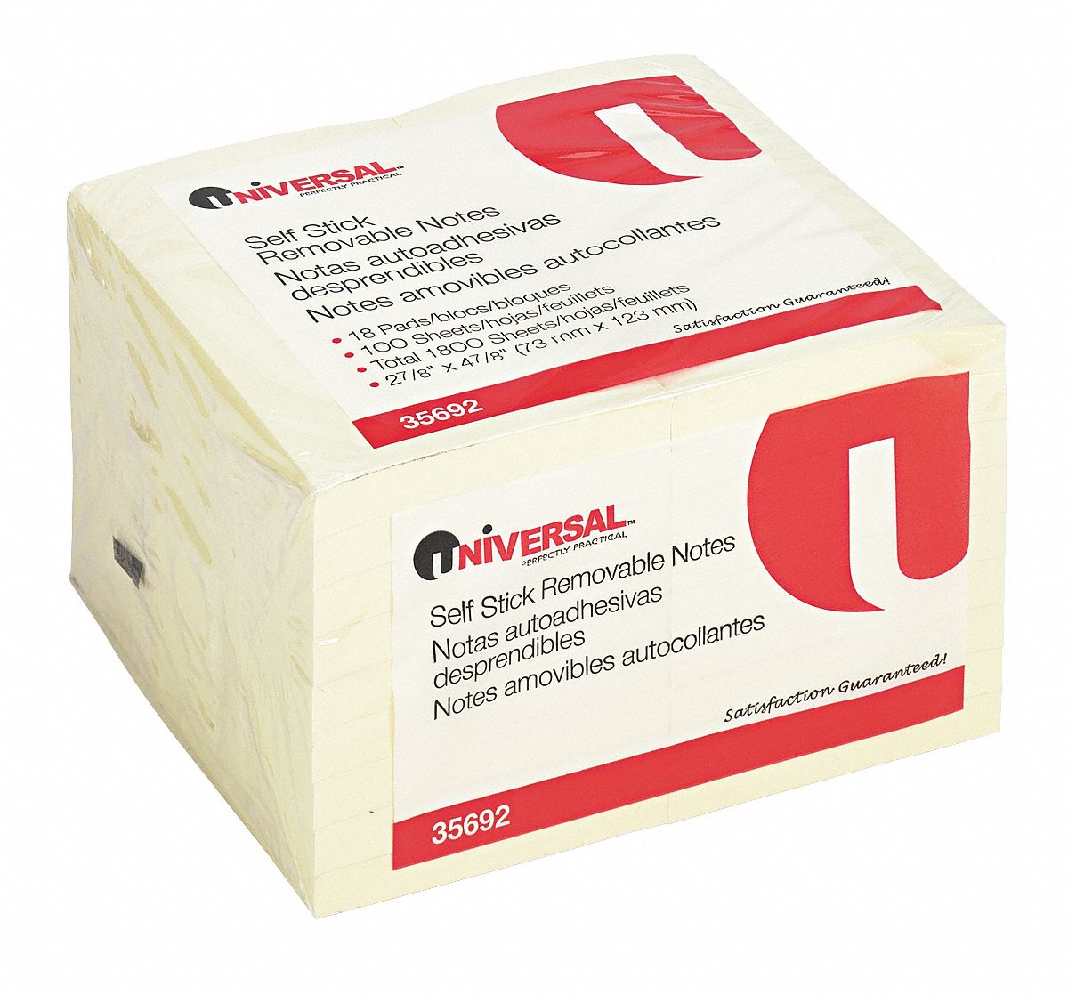 Self-Stick Notes, 3 in x 5 in, PK 18 - Grainger