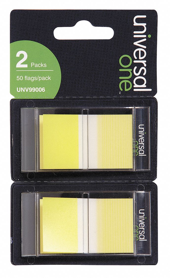 UNIVERSAL ONE, Yellow, 50 Sheets per Pad, Sticky Flags - 6PDU8|UNV99006 ...
