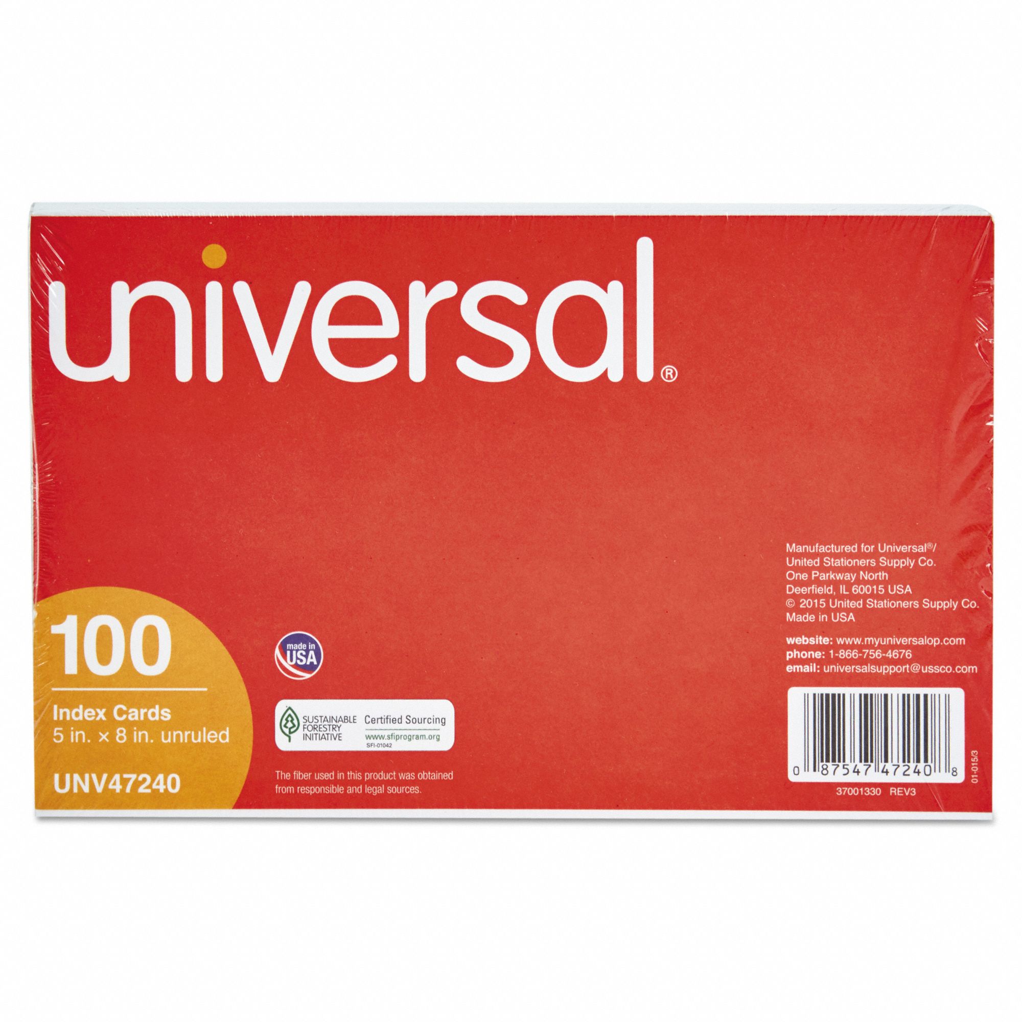 UNIVERSAL Index Cards: Unruled, 5 in x 8 in Card Size, White, 100 PK ...