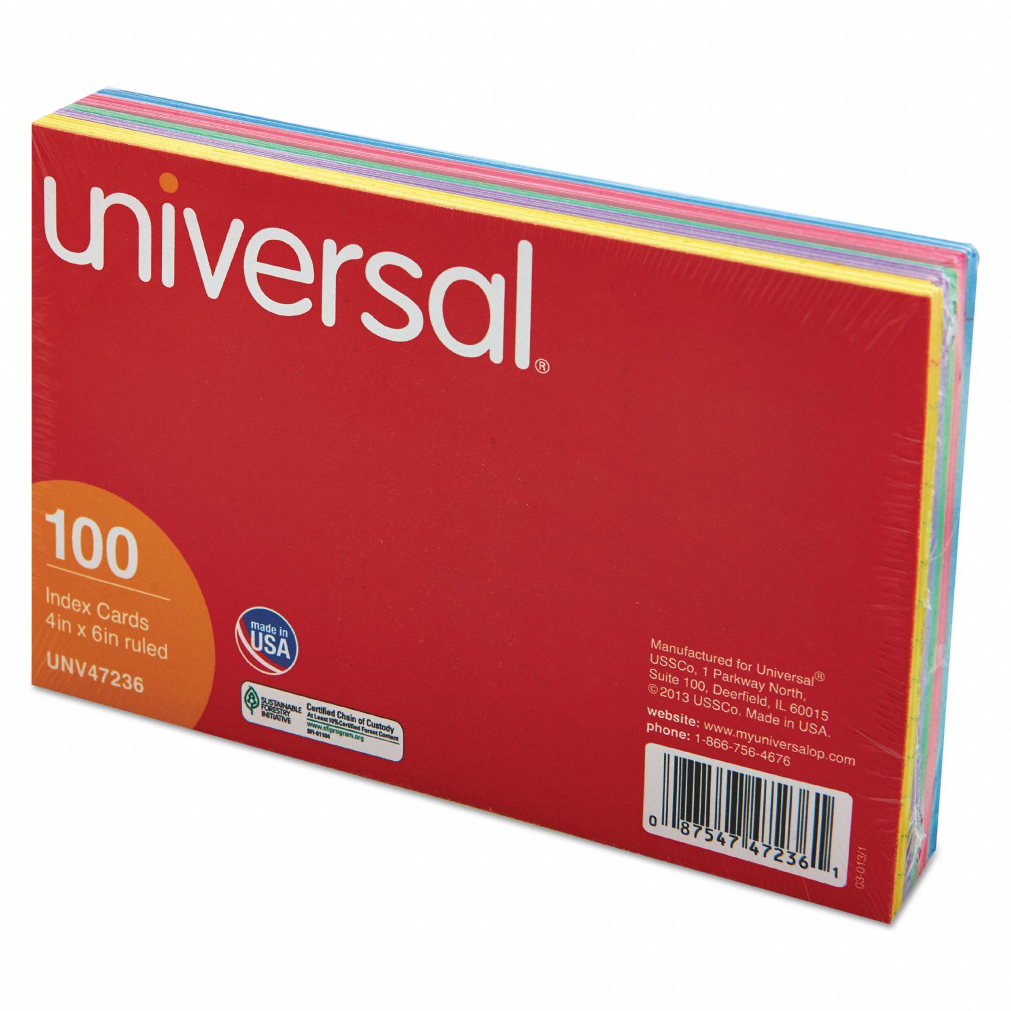 UNIVERSAL Index Cards: Ruled, 4 in x 6 in Card Size, Assorted, 100 PK ...