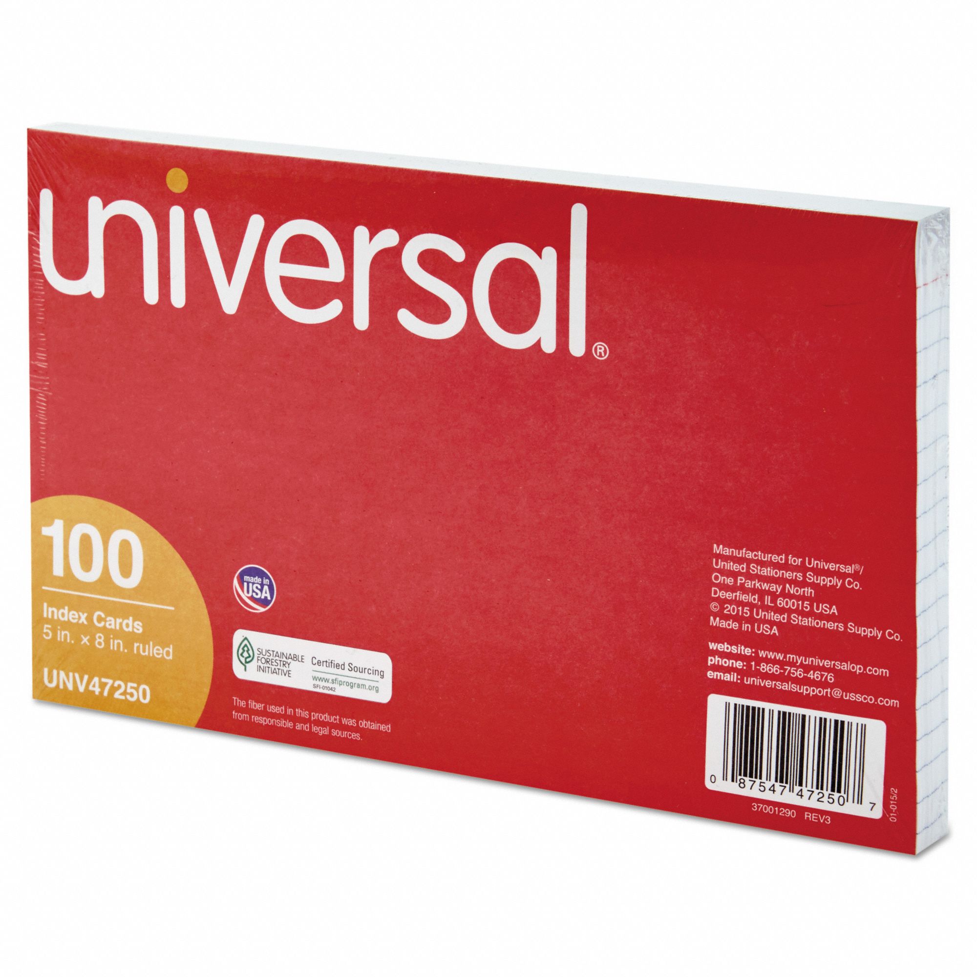 UNIVERSAL Index Cards: Ruled, 5 in x 8 in Card Size, White, 100 PK ...