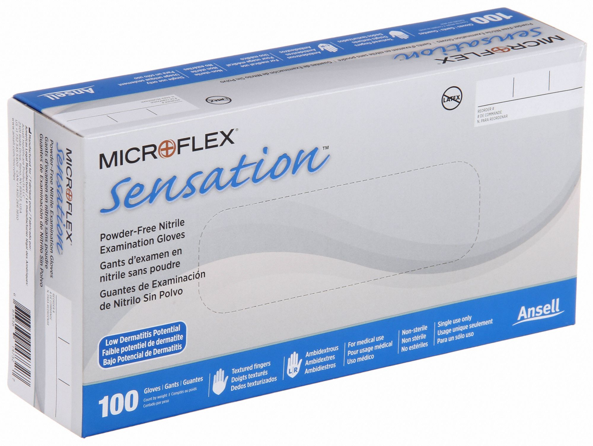 MICROFLEX Disposable Gloves: Gen Purpose, 2 mil, Powder-Free, Nitrile ...