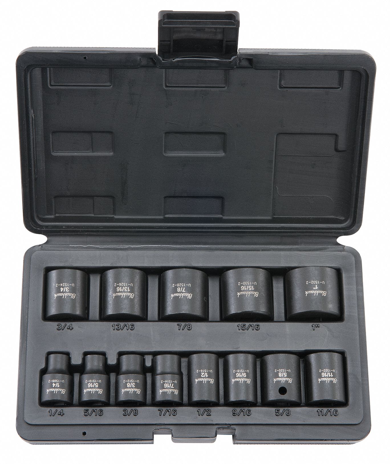 Impact Socket Set, Black Oxide, 3/8 in, Impact Rated No - Grainger