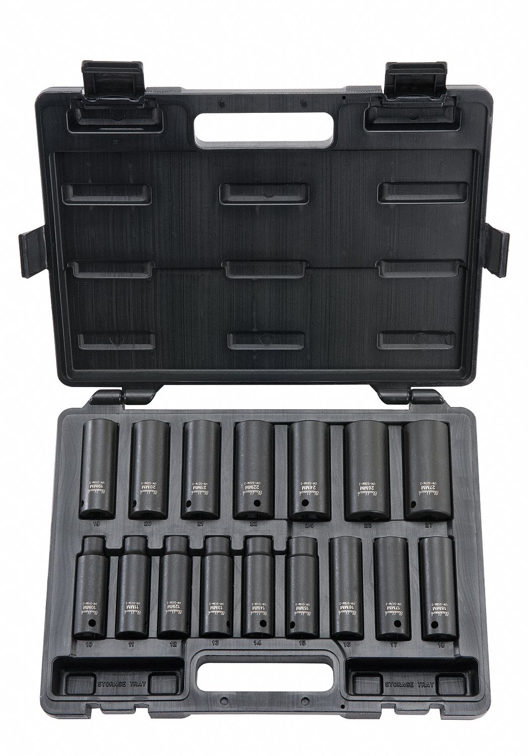 Impact Socket Set, Black Oxide, 1/2 in, Impact Rated No - Grainger