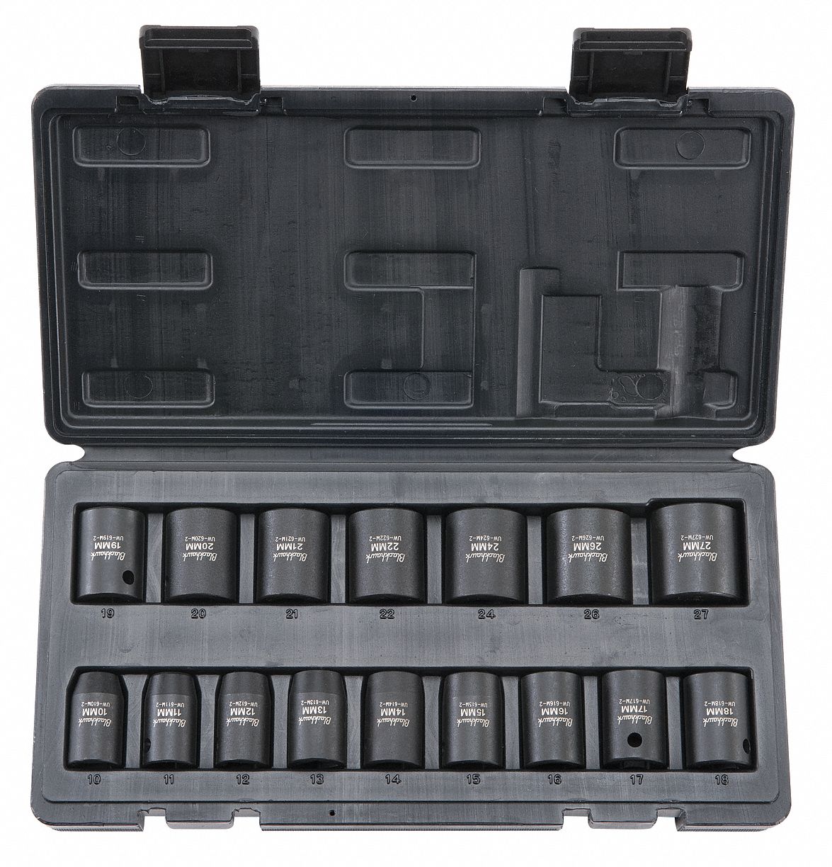 Impact Socket Set, Black Oxide, 1/2 in, Impact Rated No - Grainger