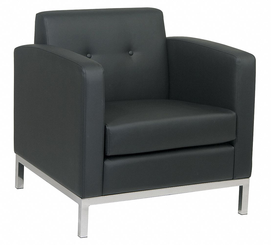OFFICE STAR, Black, Silver, Club Chair - 314K74|WST51A-B18 - Grainger