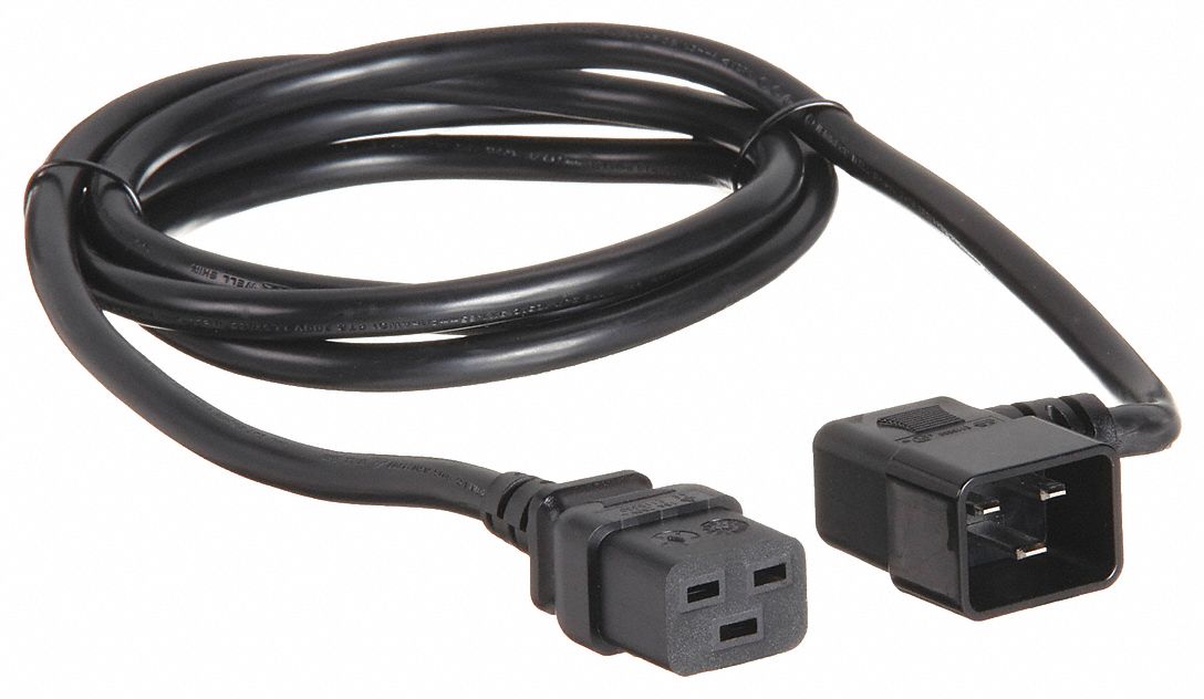 APC BY SCHNEIDER ELECTRIC, 6 ft Lg, Right Angle IEC-320 C20 Plug, Power ...