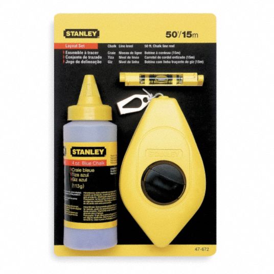 Chalk Line Reel Set,3 PC w/Chalk,100 Ft - Grainger