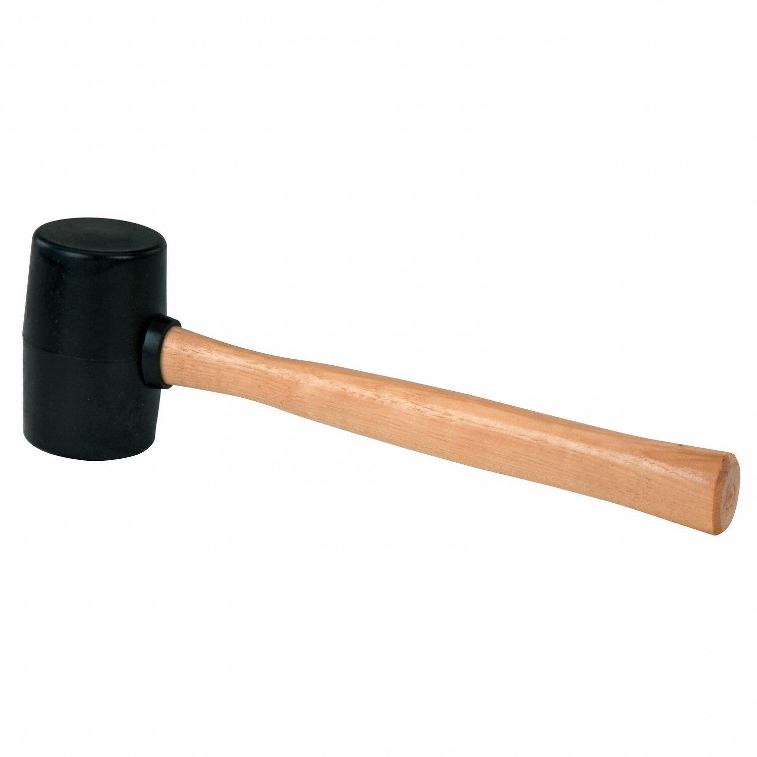 STANLEY Rubber Mallet: Wood Handle, 18 oz Head Wt, 2 3/8 in Dia, 4 in ...