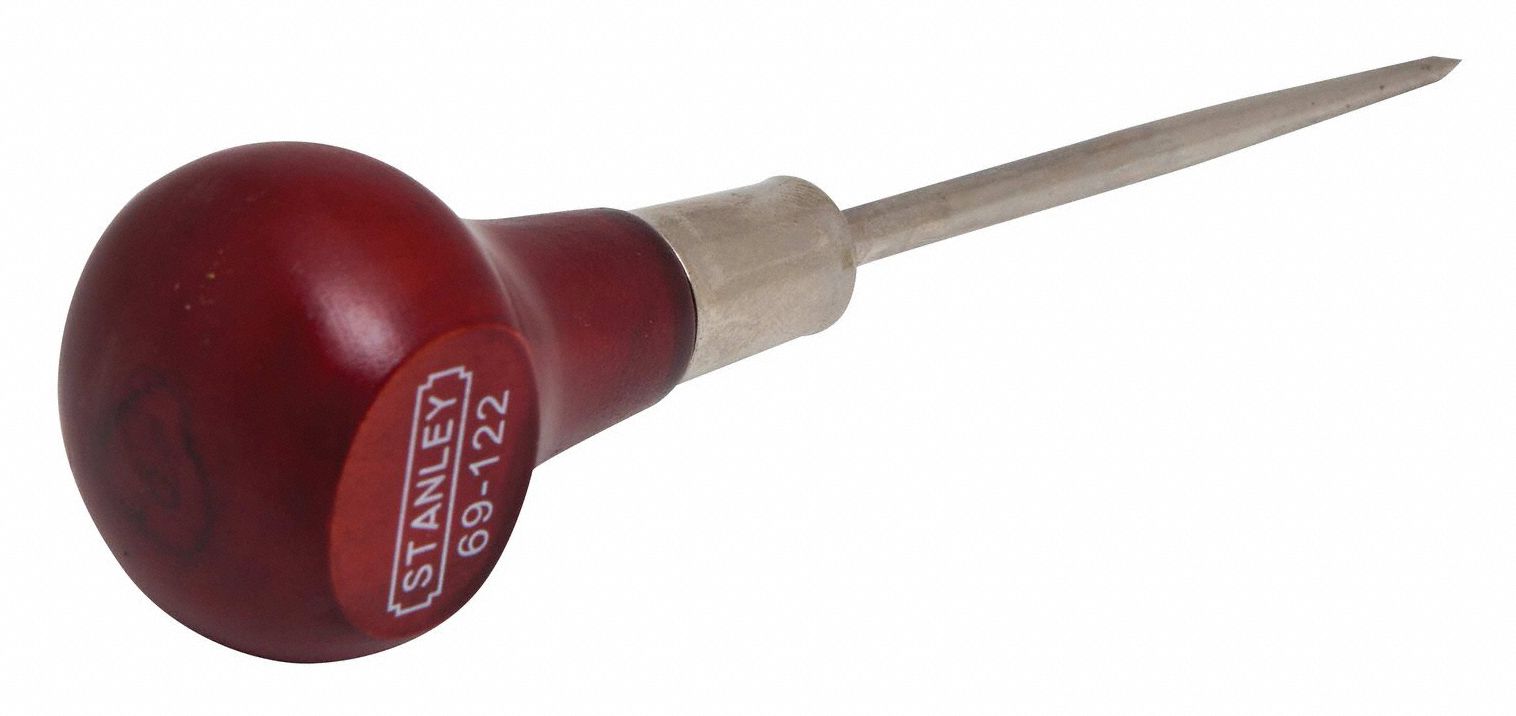 STANLEY Scratch Awl: 6 in Overall Lg, Straight, Knob Shaped Handle ...