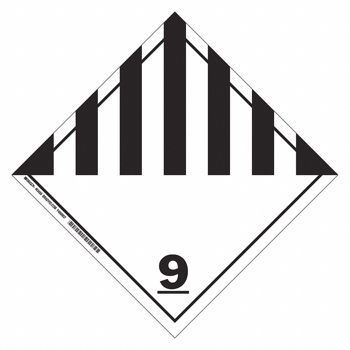 BRADY, 9, 10 3/4 in x 10 3/4 in, DOT Container Placard - 6R678|63455 ...