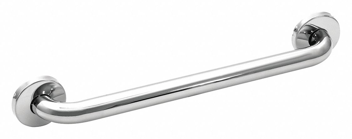 WINGITS Length 18 in, Smooth, Stainless Steel, Grab Bar, Silver - 6RGG4 ...