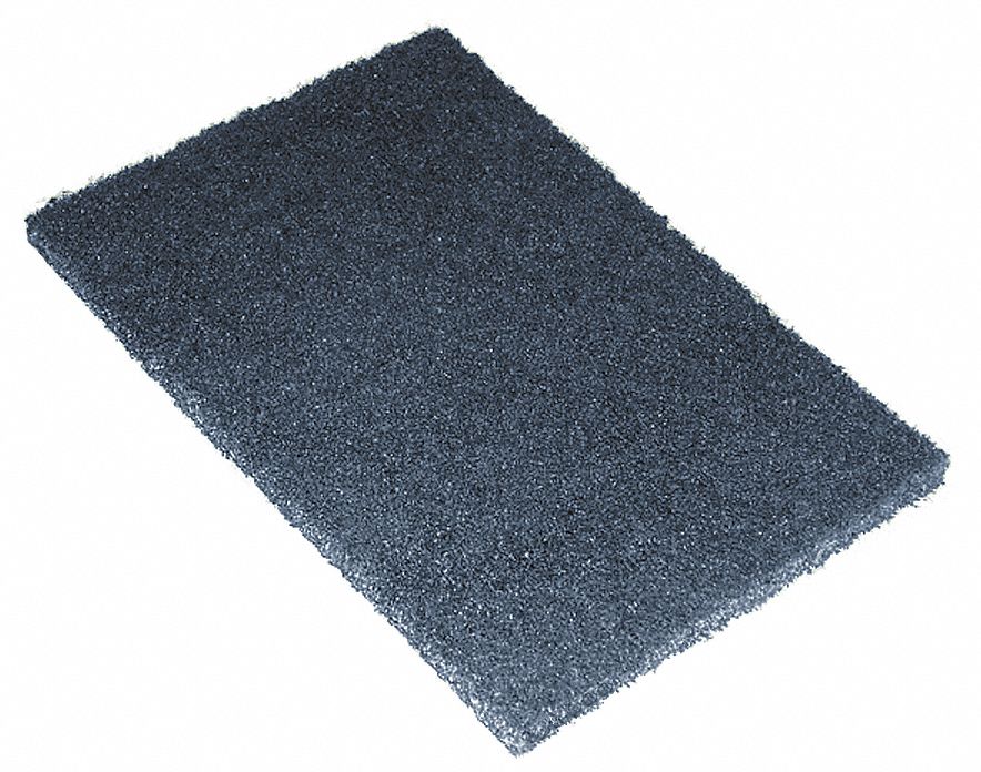 9 in x 6 in Recycled Polyester Hand Pad, Black, 60PK - Grainger