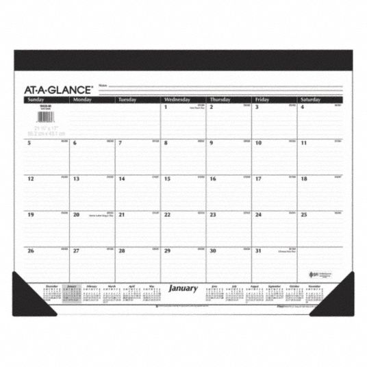 Desk Pad Calendar, Format One Month Per Page, Sheet Size 22 x 17 in ...