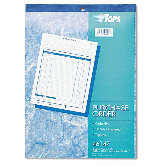 TOPS, 8 3/8 in Wd, 11 in Lg, Purchase Order Book - 6RNH6|TOP46147 ...