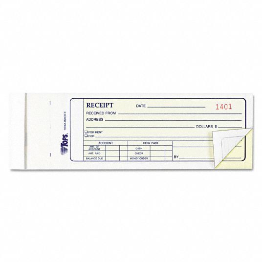 2 3/4 in Wd, 7 1/4 in Lg, Money/Rent Receipt Book - 6RNH9|TOP46800 ...
