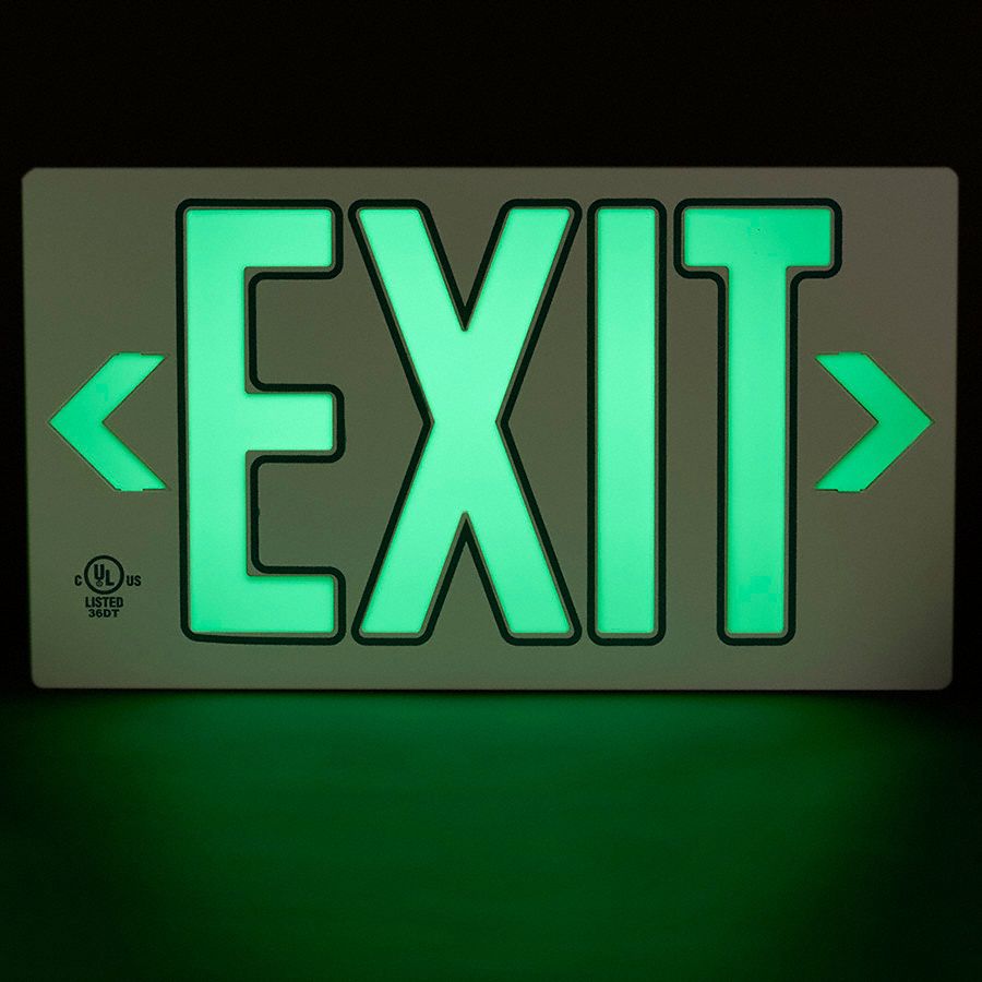 Grainger Approved Exit Sign Exit Double Arrows Sign Header No