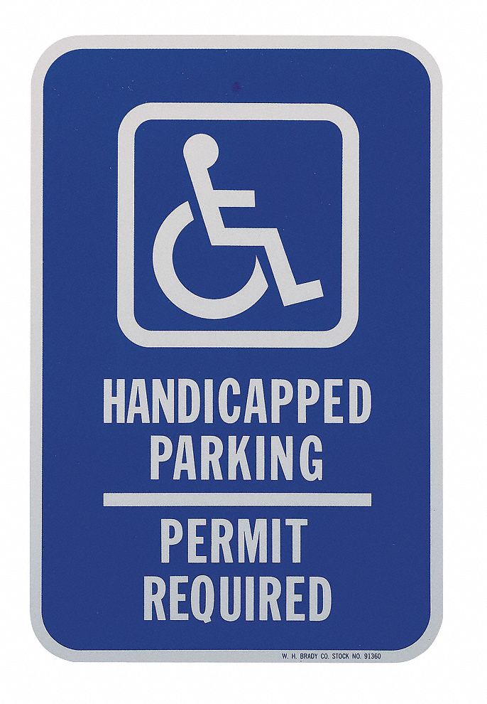 Handicap Parking Sign, MUTCD Code G-53, Rectangle, Aluminum - Grainger