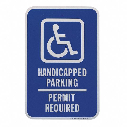 Handicap Parking Sign, MUTCD Code G-53, Rectangle, Aluminum - Grainger