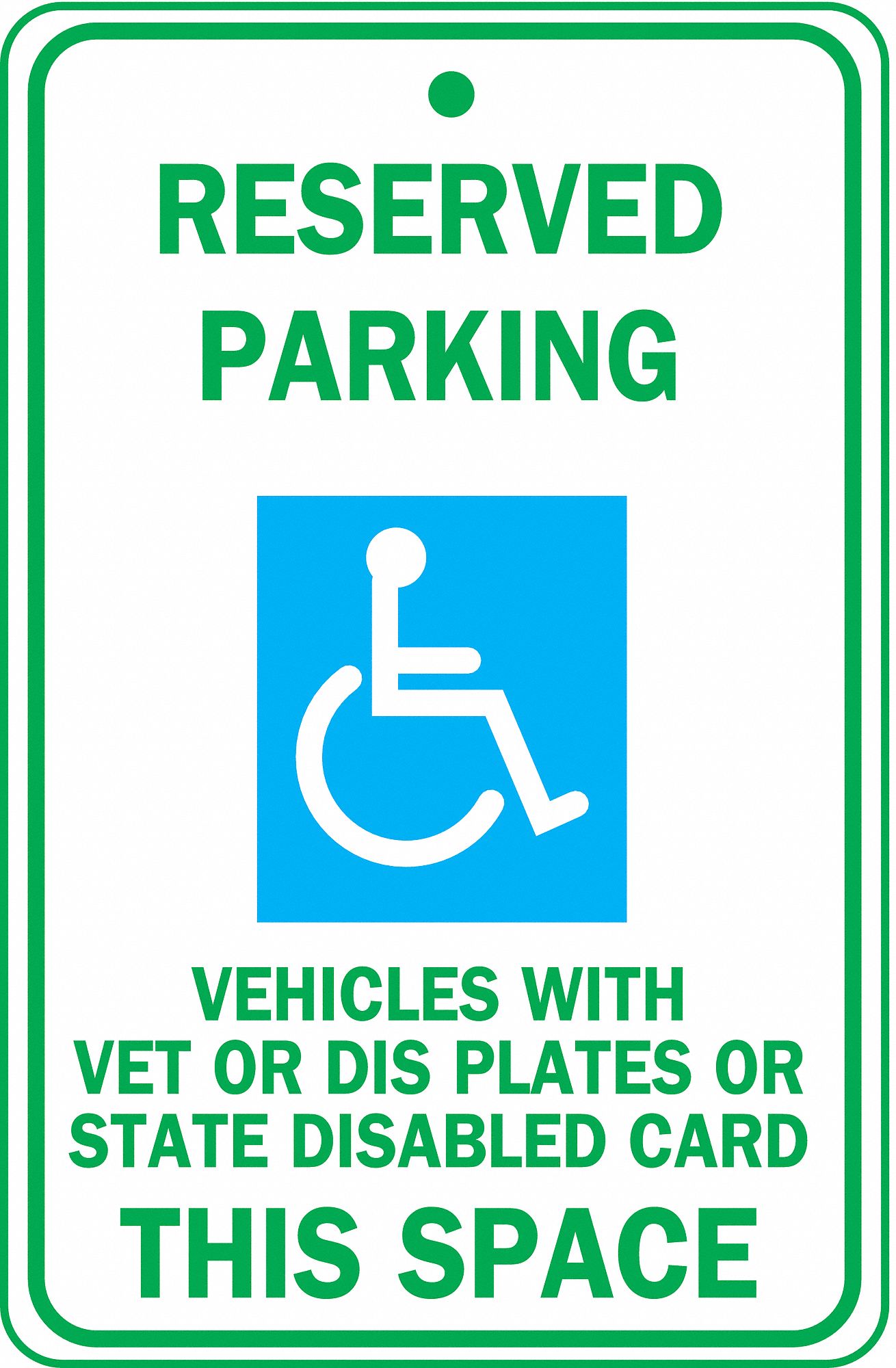 Handicap Parking Sign, Rectangle, Aluminum - Grainger