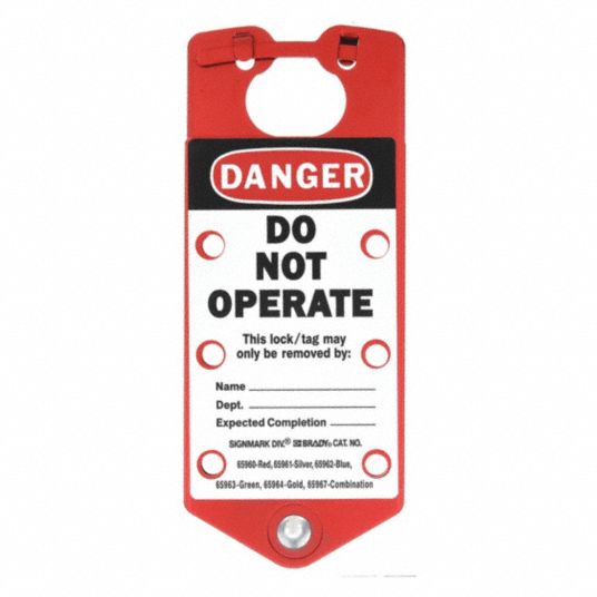 BRADY, Labeled Hasp, 1.5 in Opening Size, Labeled Lockout Hasp - 6T438 ...