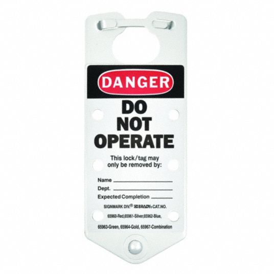 BRADY, Labeled Hasp, 1.5 in Opening Size, Labeled Lockout Hasp - 6T439 ...