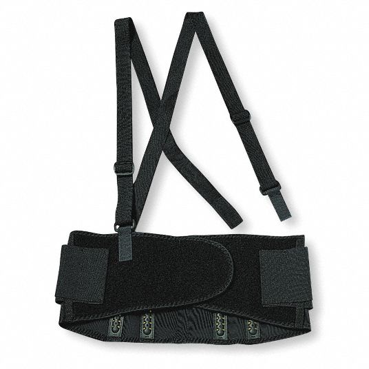 Elastic Back Support with Stay, 8" Width, S, Black - Grainger