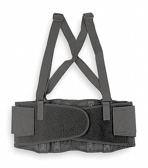 Elastic Back Support with Stay, 8" Width, M, Black - Grainger