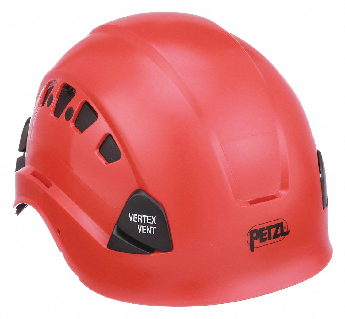 Red Rescue Helmet, Shell Material: ABS, 6-Point Mesh Liner Suspension ...