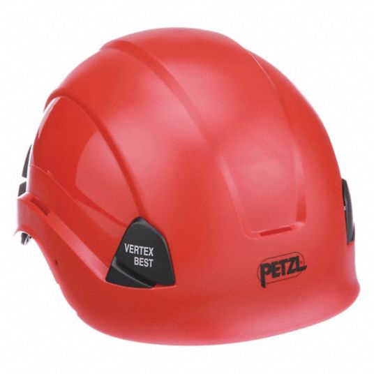 Red Rescue Helmet, Shell Material: ABS, 6-Point Webbing Suspension ...