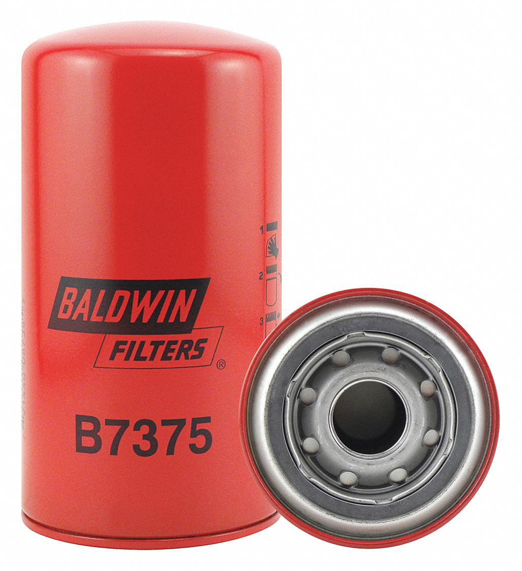 BALDWIN FILTERS, 1 1/8"-12 Thread Size, 7 1/8 in Overall Ht, Oil Filter ...