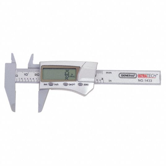 GENERAL Fractional-Display Digital Caliper: 0 in to 3 in/0 to 76 mm ...