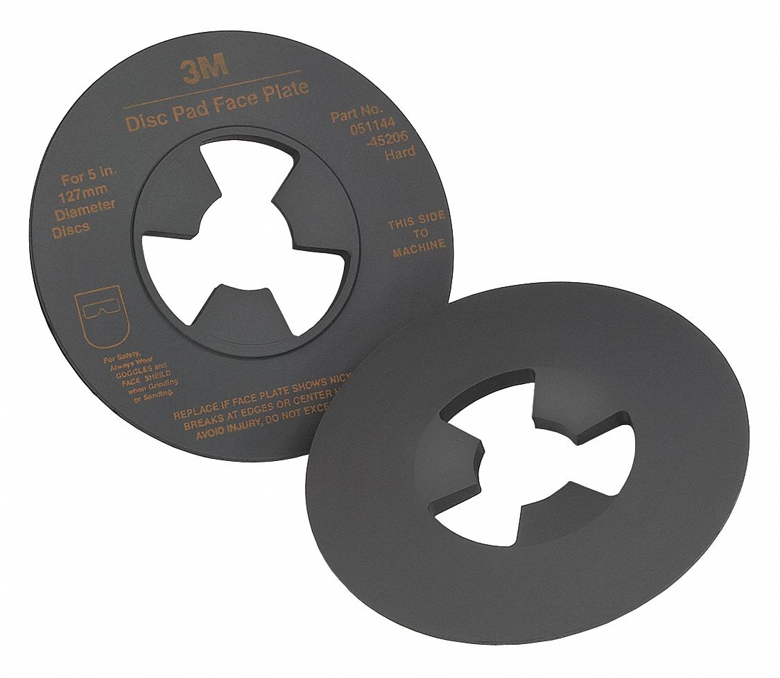 3M Disc Face Plate: 4 1/2 in Dia, Disc Face Plate, Hard, Retainer Nut ...