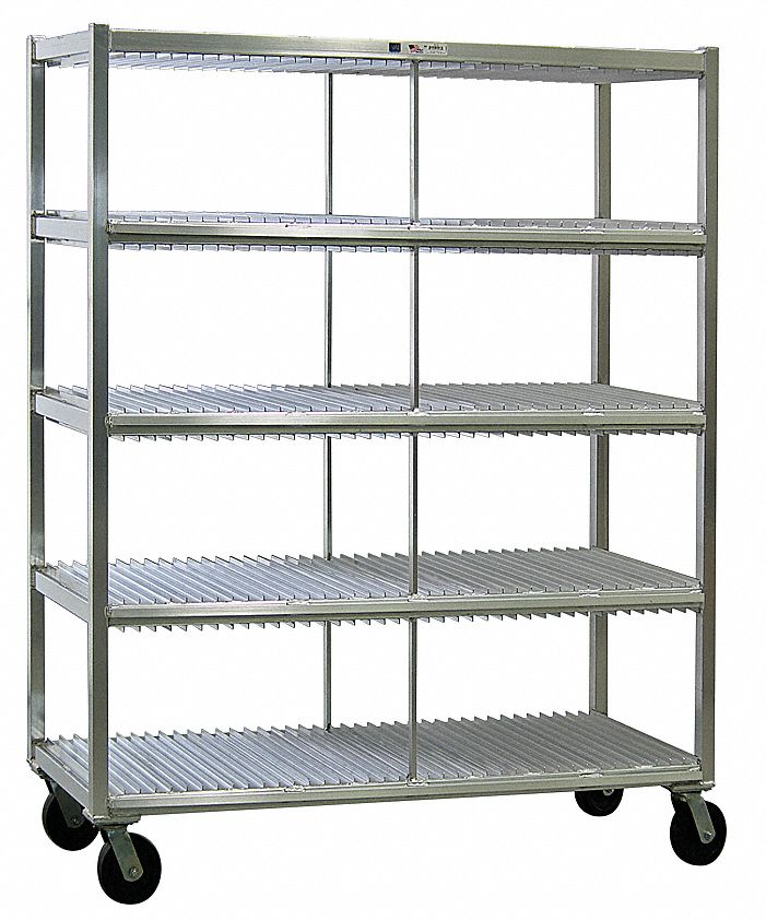 Mobile Tray Drying Rack,4 Levels - Grainger