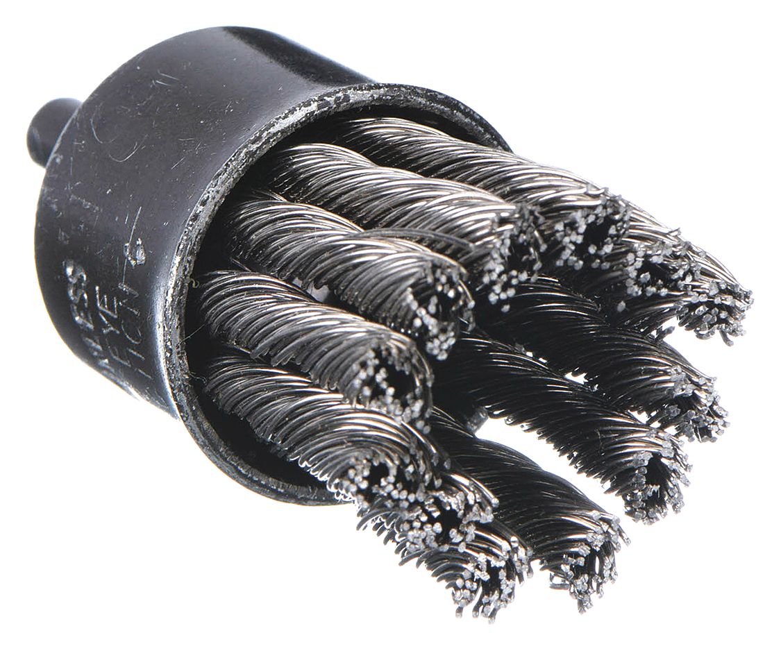 1 in Knotted Wire End Brush, 1/4 in Shank, 0.020 in Wire Dia., 1 in ...