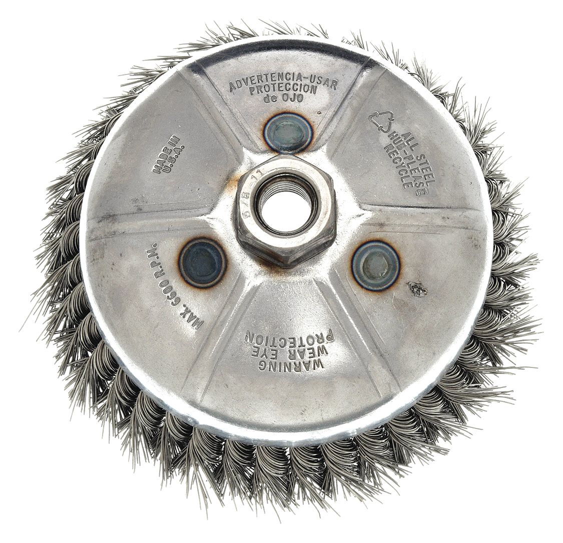3 in Knotted Wire Cup Brush, Arbor Hole Mounting, 0.020 in Wire Dia. 7/ ...