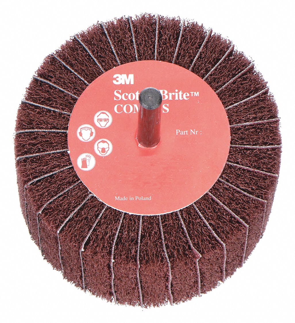 SCOTCH-BRITE, 3 in Dia x 1 3/4 in W, 1/4 in Straight-Shank, Interleaf ...