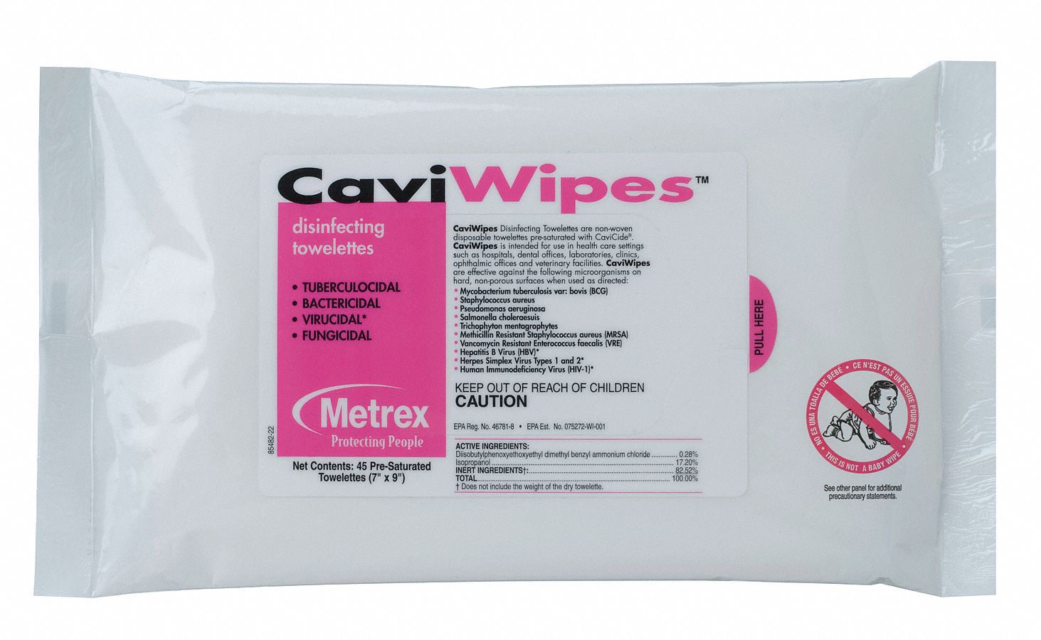 CAVIWIPES, Soft Pack, Ready to Use, Disinfecting Wipes - 6TWG0|13-1224 ...