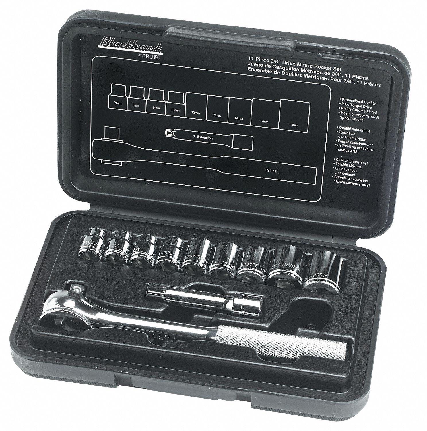 Socket Set, Drive Size 3/8 in - Grainger