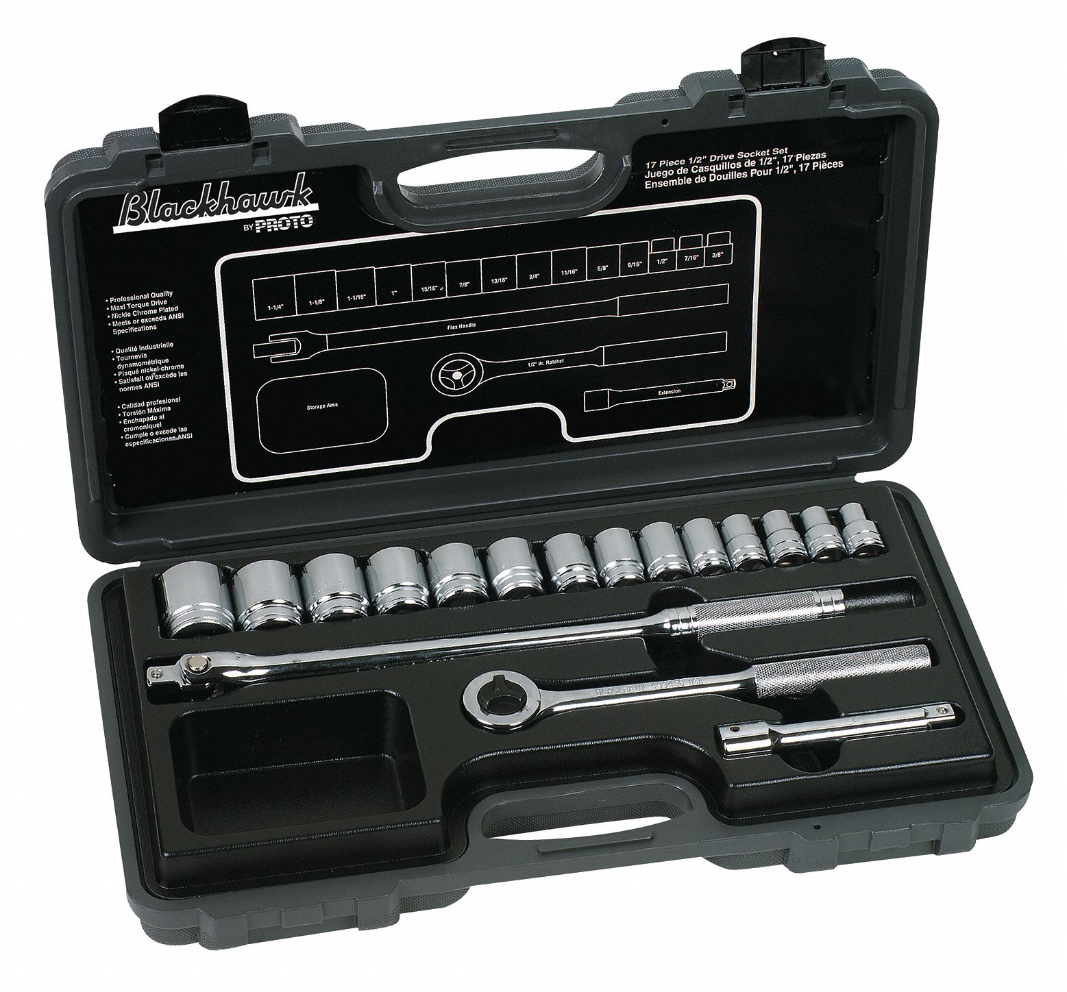 Socket Set, Square, Drive Size 1/2 in - Grainger