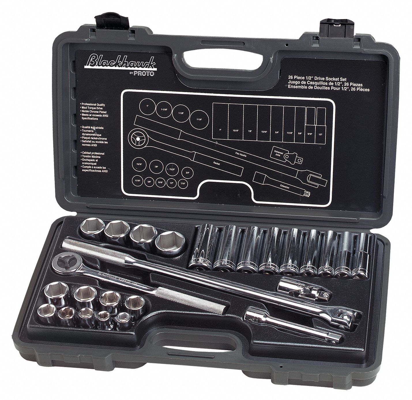 BLACKHAWK BY PROTO, Socket Set - 6UAP5|1226NB - Grainger