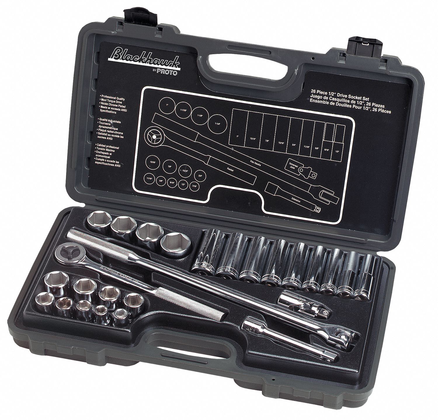 Socket Set, Drive Size 1/2 in - Grainger