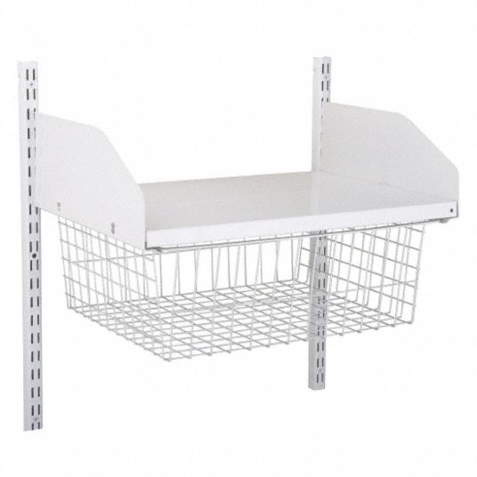 Wire Basket, Dual Track, Steel, White, 20 13/16 in Length (In.) - Grainger