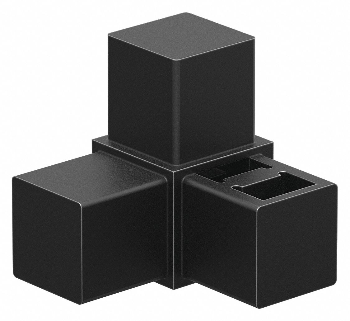 2 1/8 in x 2 1/8 in, Black, Corner Connector, 3-Way - 6UNU6|13FT9250 ...
