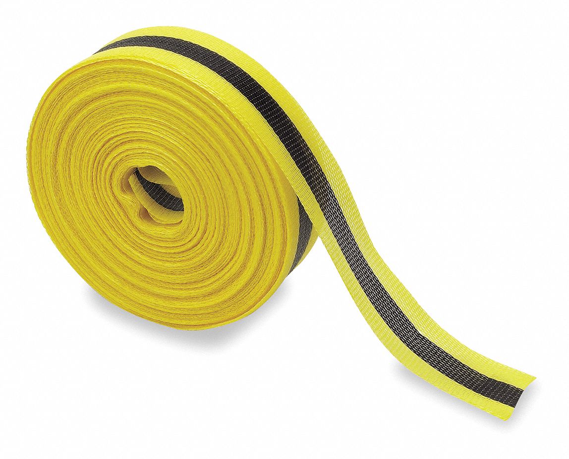 Barricade Tape, Yellow/Black, 2 in x 200 ft, Horizontal Stripe - Grainger
