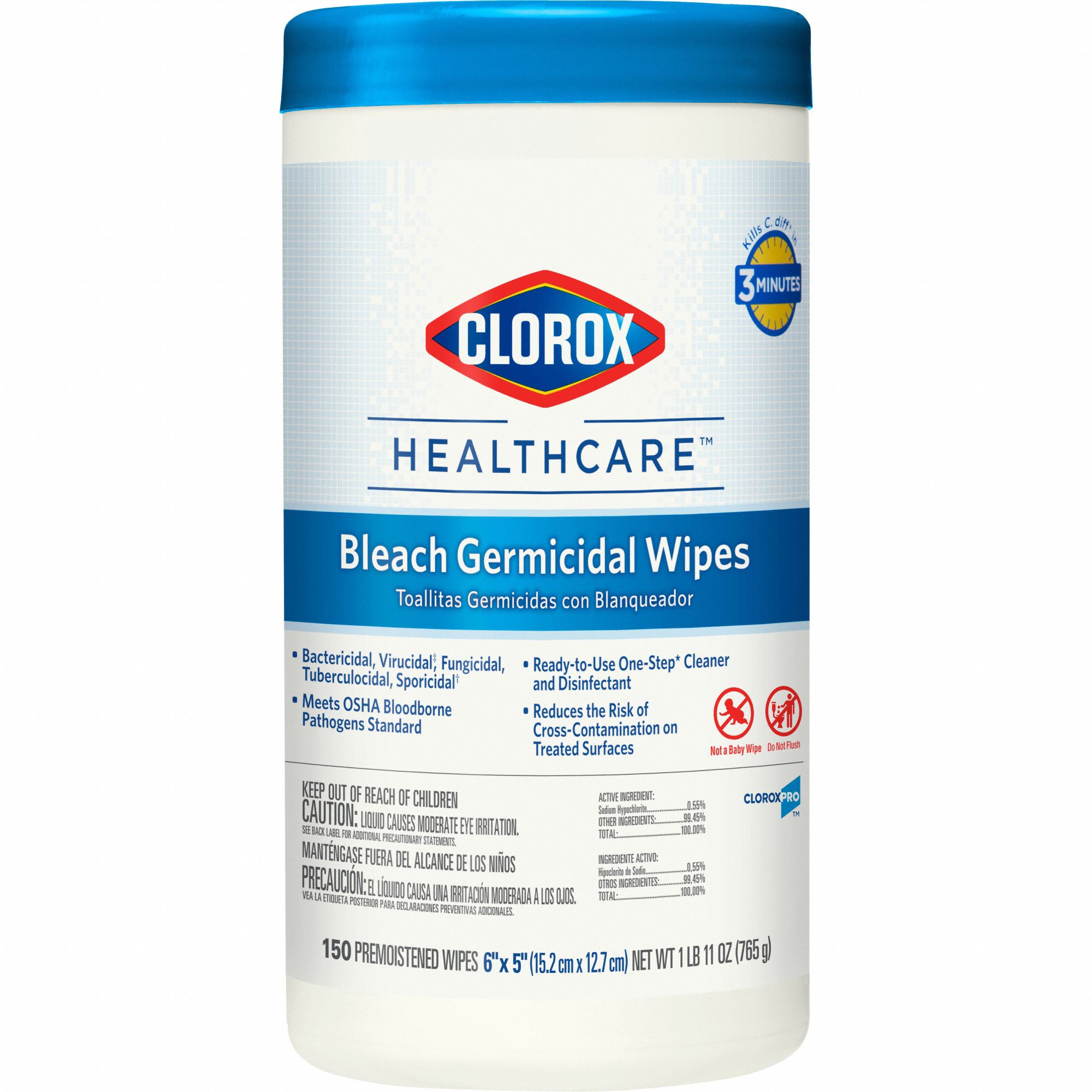 CLOROX HEALTHCARE, Canister, 150 ct Container Size, Germicidal ...