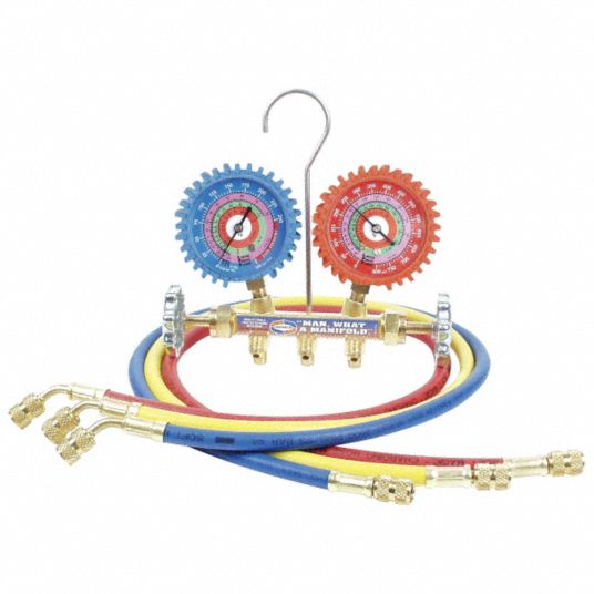 UNIWELD, 2 Valves, 3 Hoses, Manifold Gauge Set - 6VKF9|QS4L5HA - Grainger